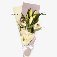 Send flowers to Bulgaria with E-cvete - Azure - bouquet of white lily.